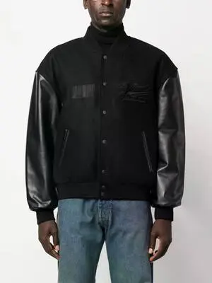 VTMNTS Logo-patch Long-sleeve Bomber Jacket - Black