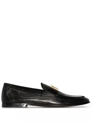 Dolce & Gabbana Dg-plaque Leather Loafers