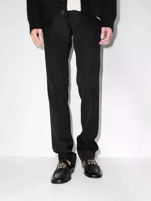 Dolce & Gabbana Dg-plaque Leather Loafers