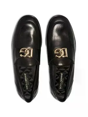 Dolce & Gabbana Dg-plaque Leather Loafers