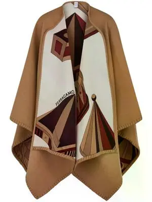 FERRAGAMO Nadir-print Reversible Cape - Red