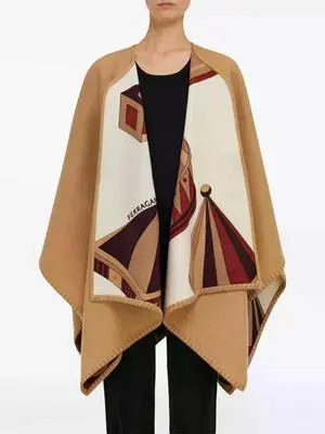 FERRAGAMO Nadir-print Reversible Cape - Red