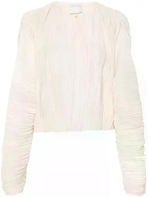 FORTE_FORTE Long-sleeve Pleated Blouse - Neutrals