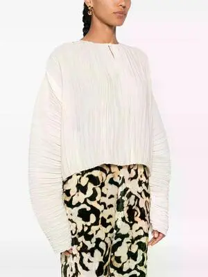 FORTE_FORTE Long-sleeve Pleated Blouse - Neutrals