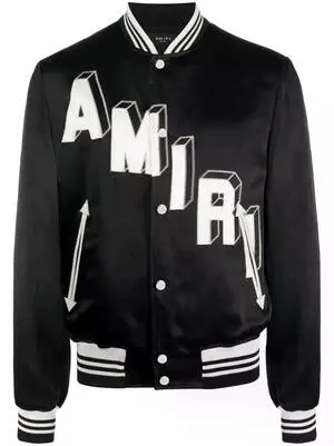 Amiri Logo-embroidered Varsity Jacket - Black