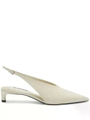 JIL SANDER Pointed-toe Leather Slingback Pumps - Neutrals