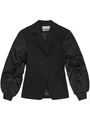 GANNI Contrast-sleeve Blazer