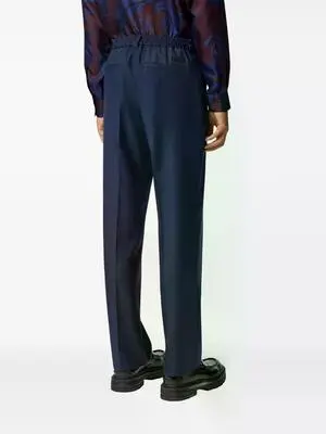 Versace Wool Tailored Trousers With Enamel Medusa Button - Blue