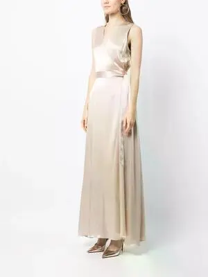 Voz Neck Wrap-style Maxi Dress - Neutrals