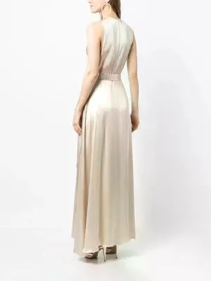 Voz Neck Wrap-style Maxi Dress - Neutrals