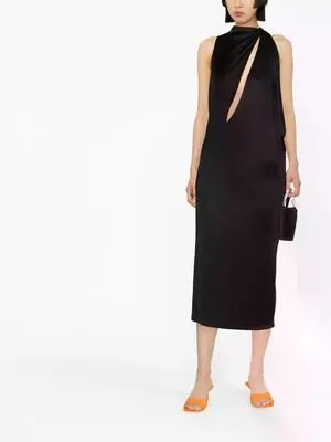 Versace Slashed Halterneck Midi Dress
