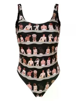 AMIR SLAMA Graphic-print One-piece Swimsuit - Black