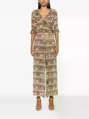 AMIR SLAMA Swimmer-print Silk Blouse