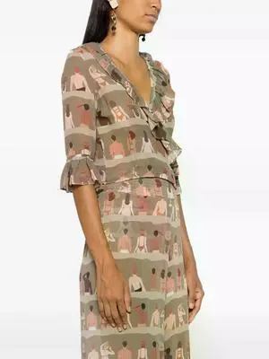 AMIR SLAMA Swimmer-print Silk Blouse
