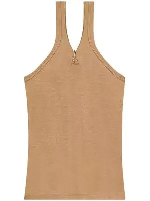 COURREGES Logo-embroidered Ribbed Tank Top