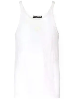 Dolce & Gabbana Logo Plaque Ribbed Tank Top