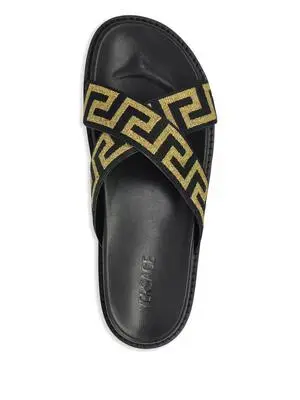 Versace Greca Embellished Slides