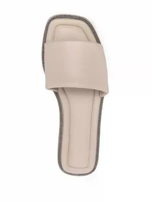 Brunello Cucinelli Monili-embellished Leather Slides