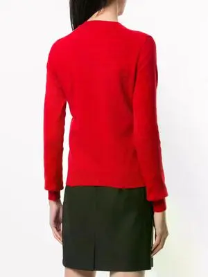 Play Comme Des Garcon Logo Embroidered Buttoned Cardigan - Red