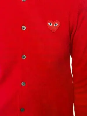 Play Comme Des Garcon Logo Embroidered Buttoned Cardigan - Red