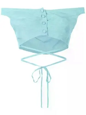 AMIR SLAMA Off-shoulder Cropped Blouse - Blue