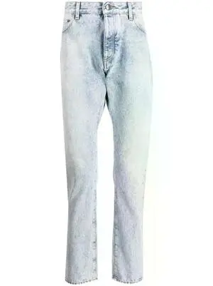 Palm Angels Curved-logo Print Straight Leg Jeans