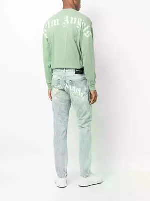 Palm Angels Curved-logo Print Straight Leg Jeans