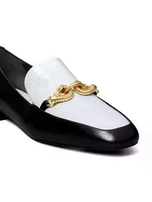 Tory Burch Jessa Embossed Crocodile Effect Leather Loafers