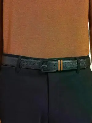 Zegna Stripe-detail Leather Belt