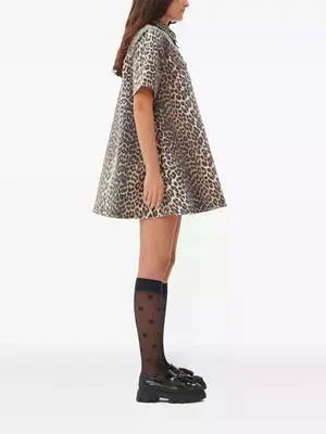 GANNI Animal Print Denim Mini Skirt