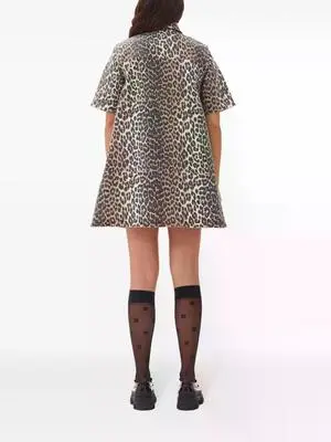 GANNI Animal Print Denim Mini Skirt
