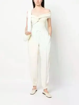 JIL SANDER Elasticated Drawstring Trousers - Neutrals