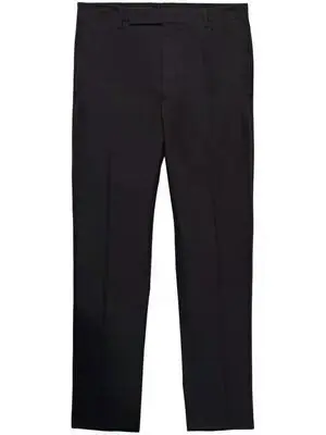 Prada Cotton Trousers With Triangle Logo - Black