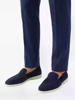 Santoni Piped-trim Suede Loafers