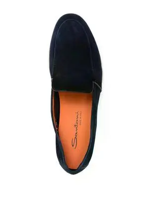 Santoni Piped-trim Suede Loafers