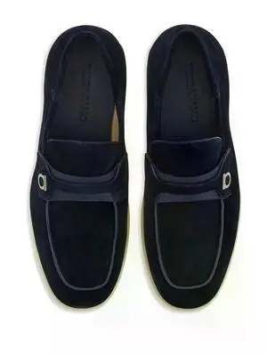 FERRAGAMO Deconstructed Gancini-detailed Suede Loafers