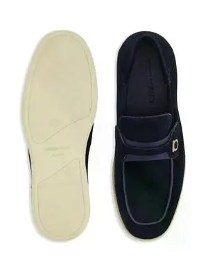 FERRAGAMO Deconstructed Gancini-detailed Suede Loafers