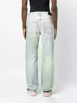 Amiri Logo-embroidered Ripped Straight-leg Jeans