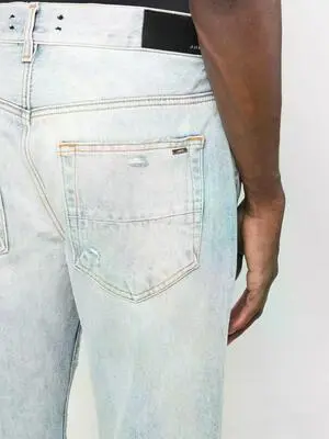 Amiri Logo-embroidered Ripped Straight-leg Jeans
