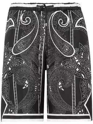Philipp Plein Paisley-print Silk Shorts - Black