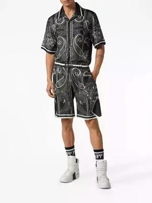 Philipp Plein Paisley-print Silk Shorts - Black