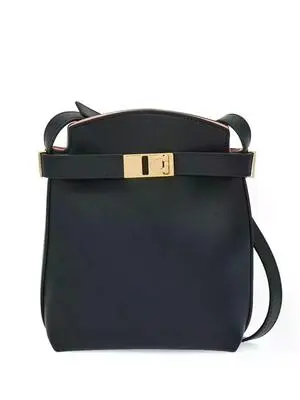 FERRAGAMO Hug Gancini-plaque Leather Phone Holder - Black