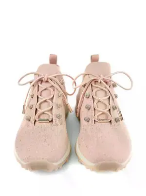 JIMMY CHOO Veles Sequin Knit Sneakers With Crystal Embellishments