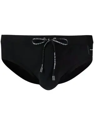 Dolce & Gabbana Logo-print Drawstring Swim Trunks - Black