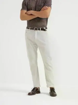 Brunello Cucinelli Garment-dyed Comfort Denim Jeans - White