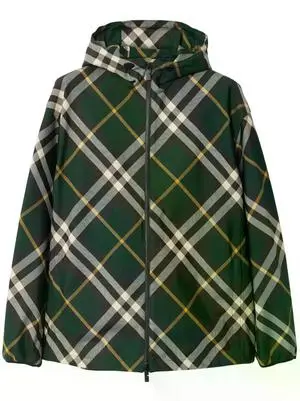 Burberry Check-pattern Zipped Hooded Jacket