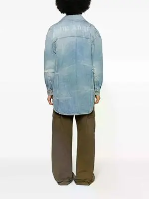 Palm Angels Washed-logo Denim Jacket