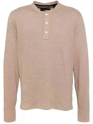 Rag & Bone Classic Flame Henley Polo Shirt - Neutrals