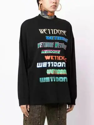 We11Done Multi-logo Cotton Sweatshirt - Black