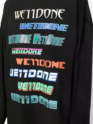 We11Done Multi-logo Cotton Sweatshirt - Black